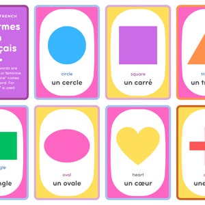 French Printable Flashcards - Shapes in English & French - Etsy