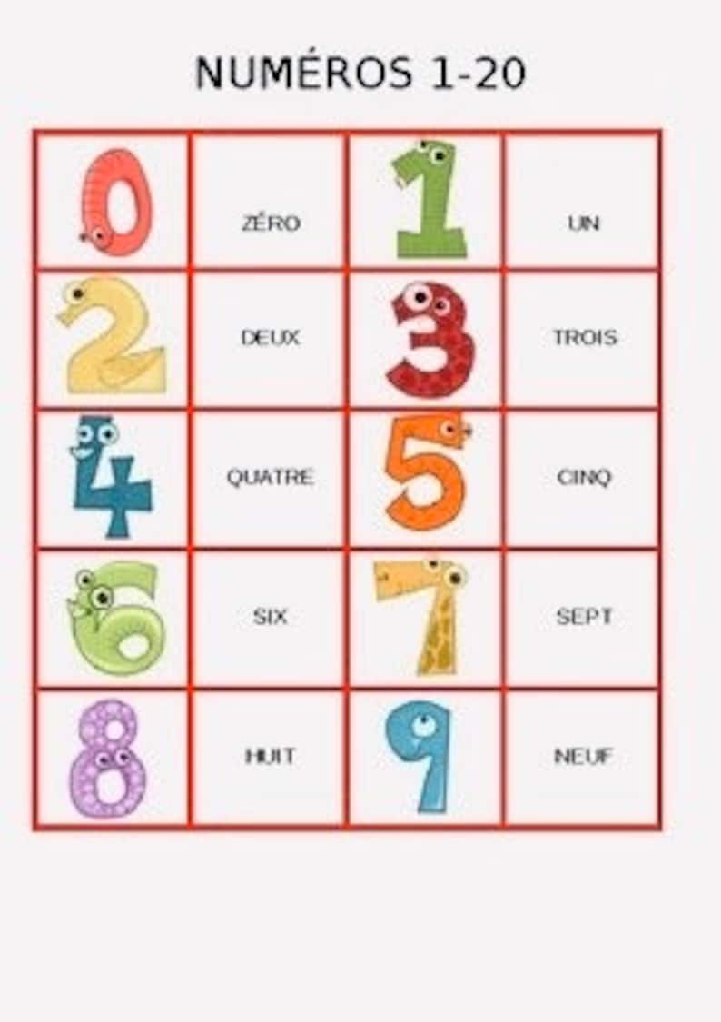 French Printable Flashcards - Numbers 1-20 - Etsy