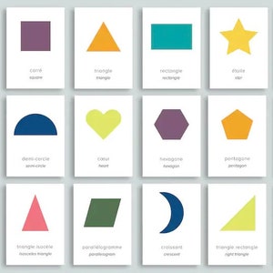 French Printable Flashcards - Shapes in English & French - Etsy
