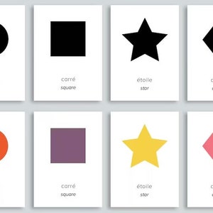 French Printable Flashcards - Shapes in English & French - Etsy