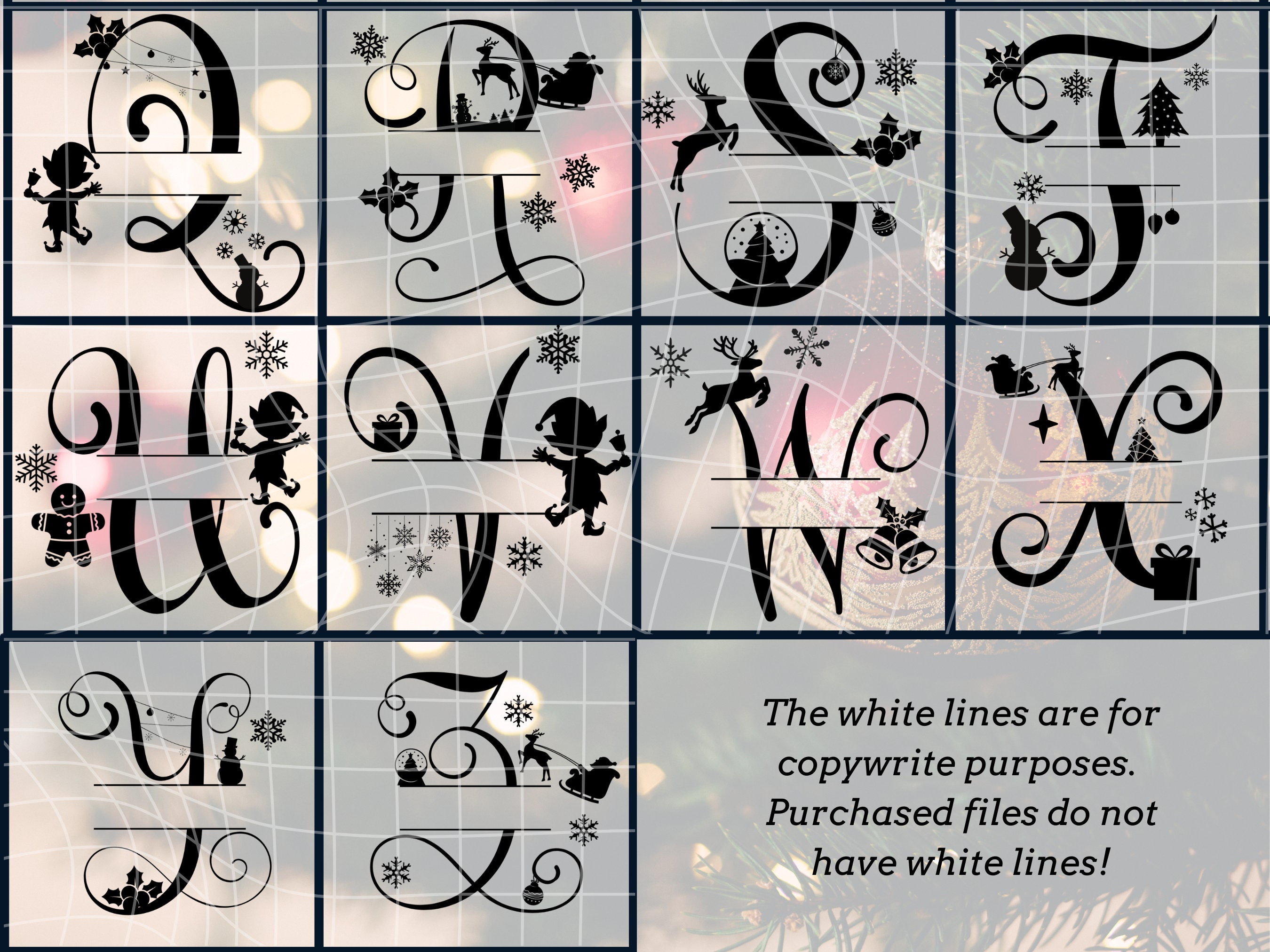 Christmas Monogram SVG File for Cricut - Split Letter Monograms! Custom ...