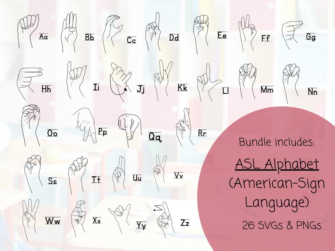 ASL Alphabet -transparent Sign Language Svgs & Pngs for Inclusive ...