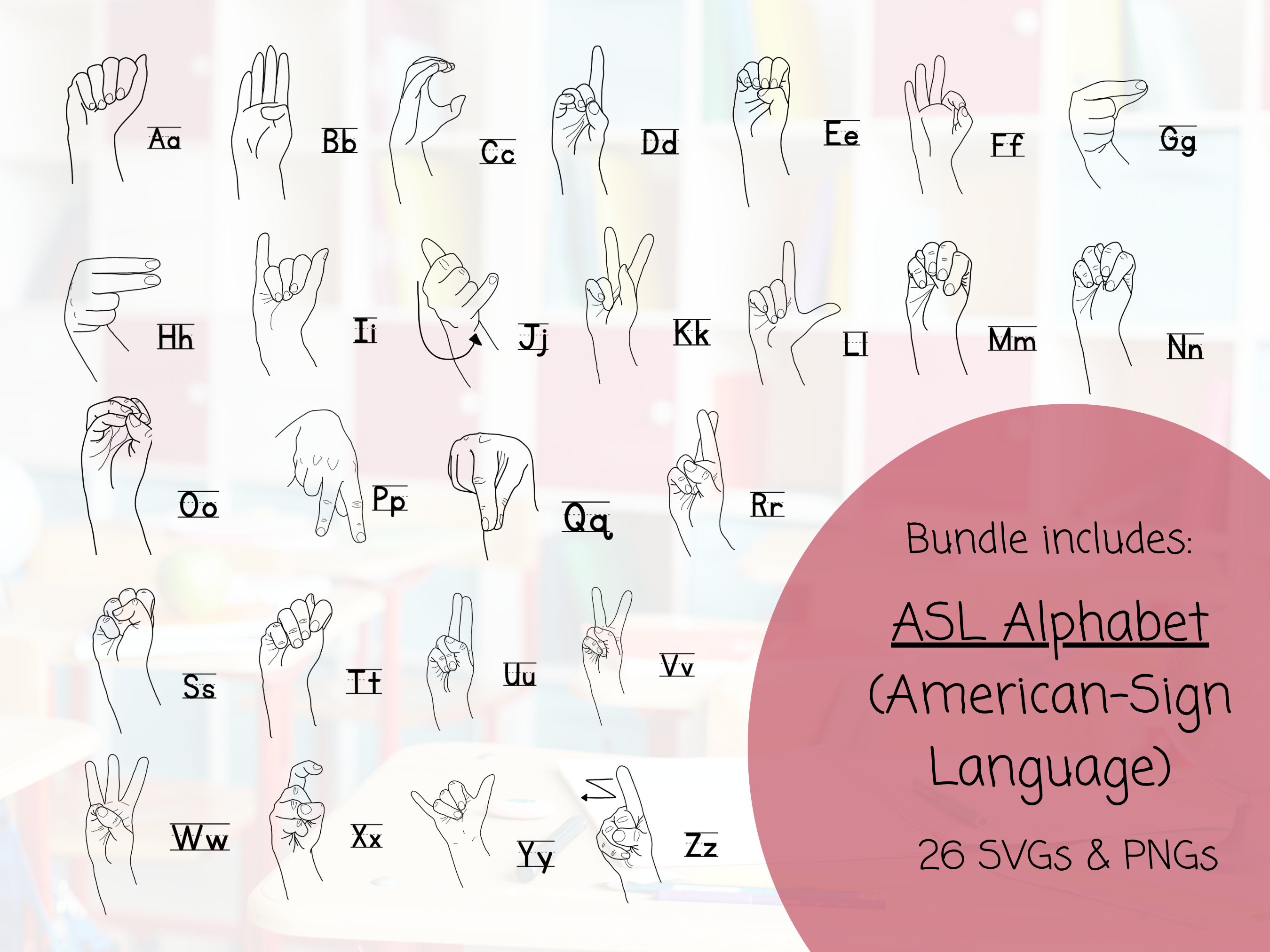 ASL Alphabet -transparent Sign Language Svgs & Pngs for Inclusive ...