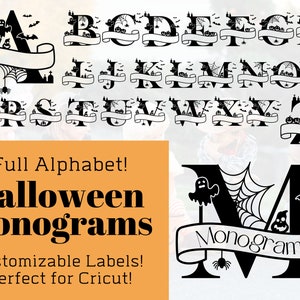 Halloween Monogram Svgs & Pngs - Custom Name Labels for Cricut! Spooky ...
