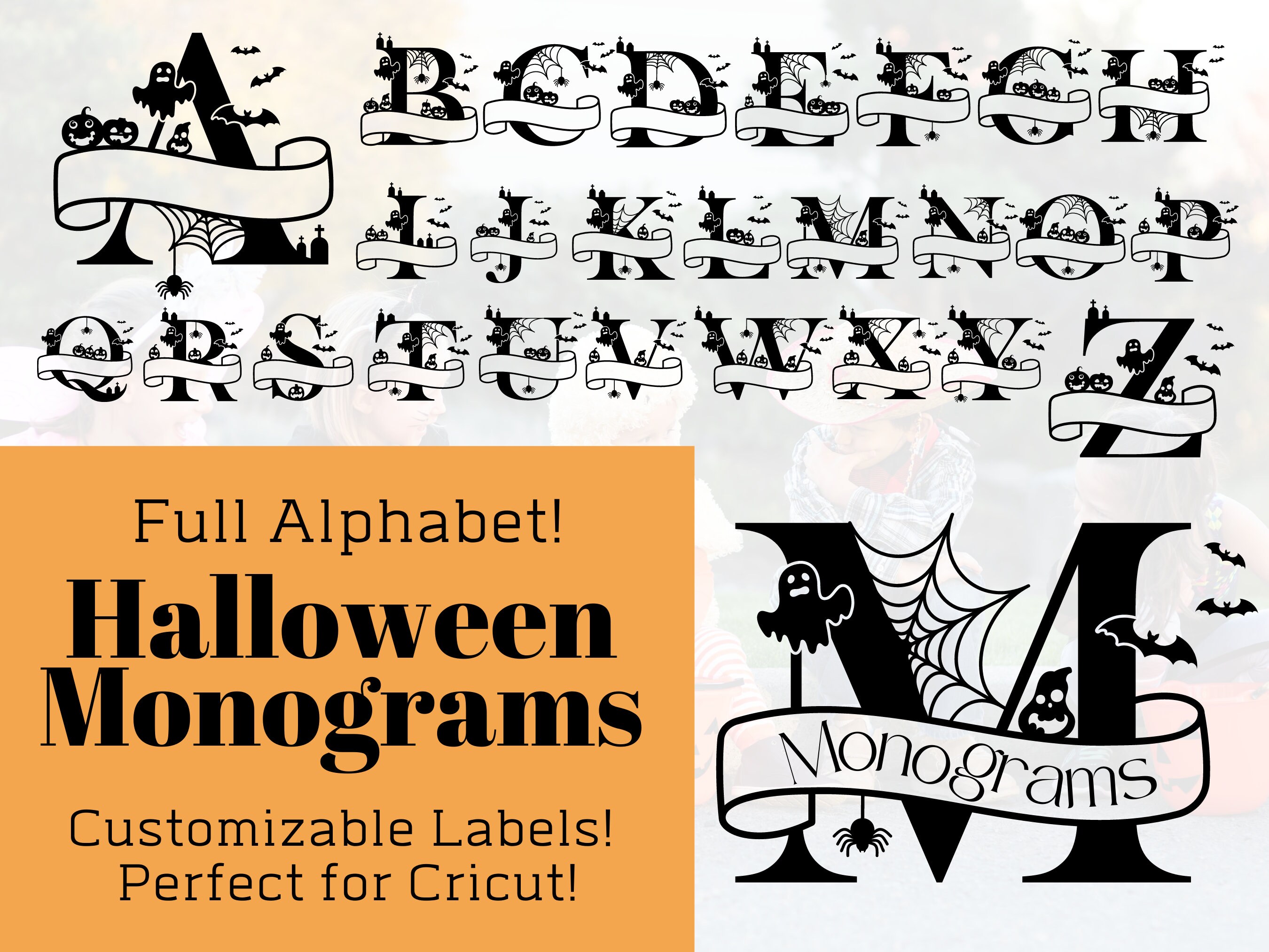 Halloween Monogram Svgs & Pngs - Custom Name Labels for Cricut! Spooky ...