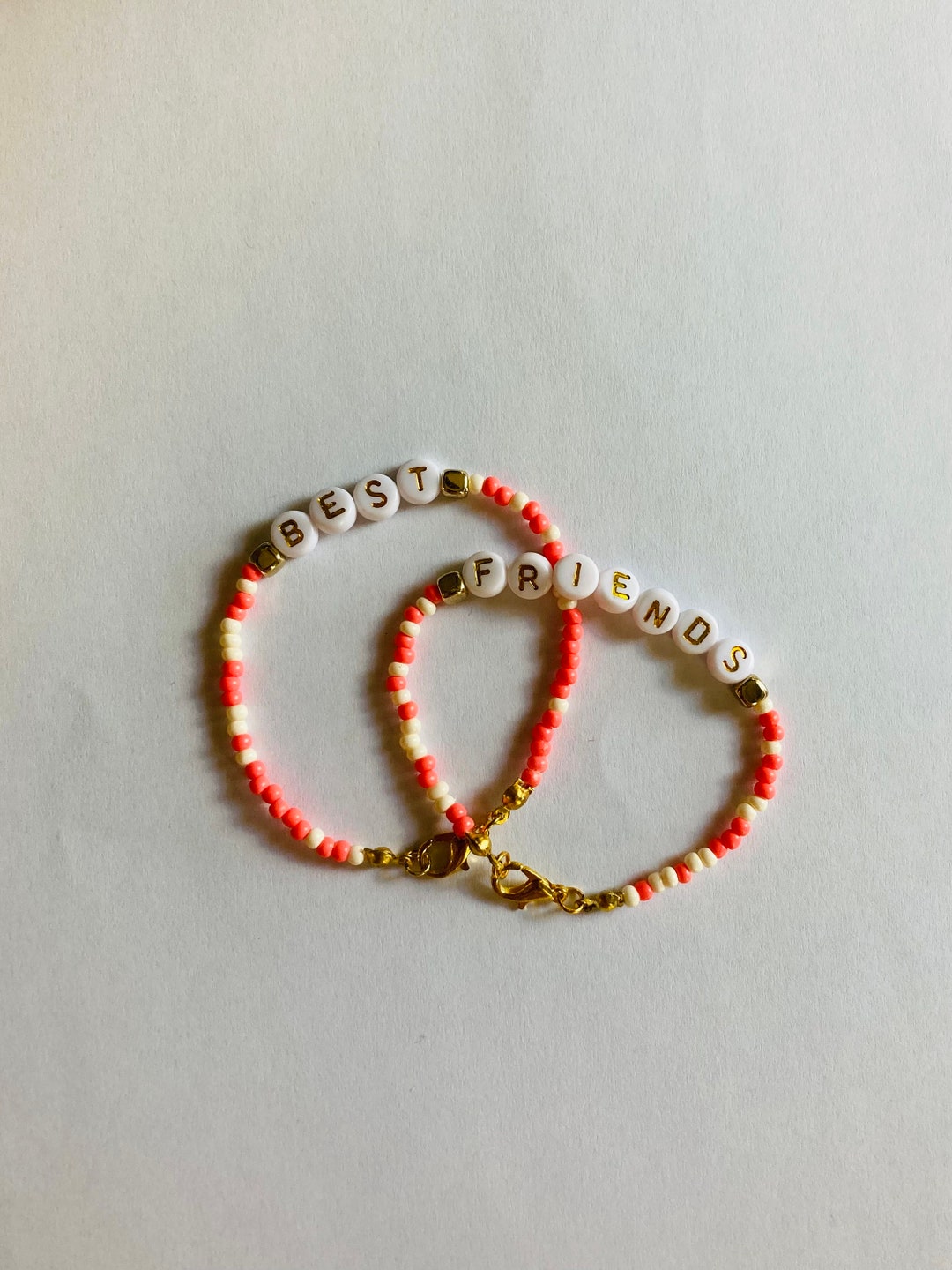 Kids Friendship Themed Sead Bead Bracelet W/ Letter Beads - Etsy