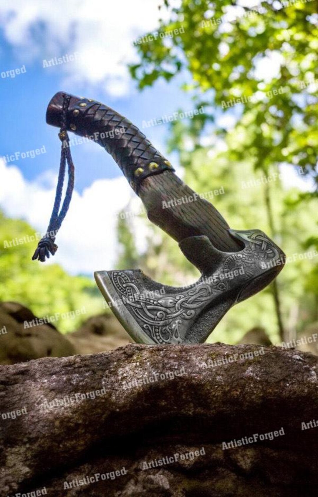 HANDMADE Viking Forged Camping Axe With Leather Sheath, Hatches and ...