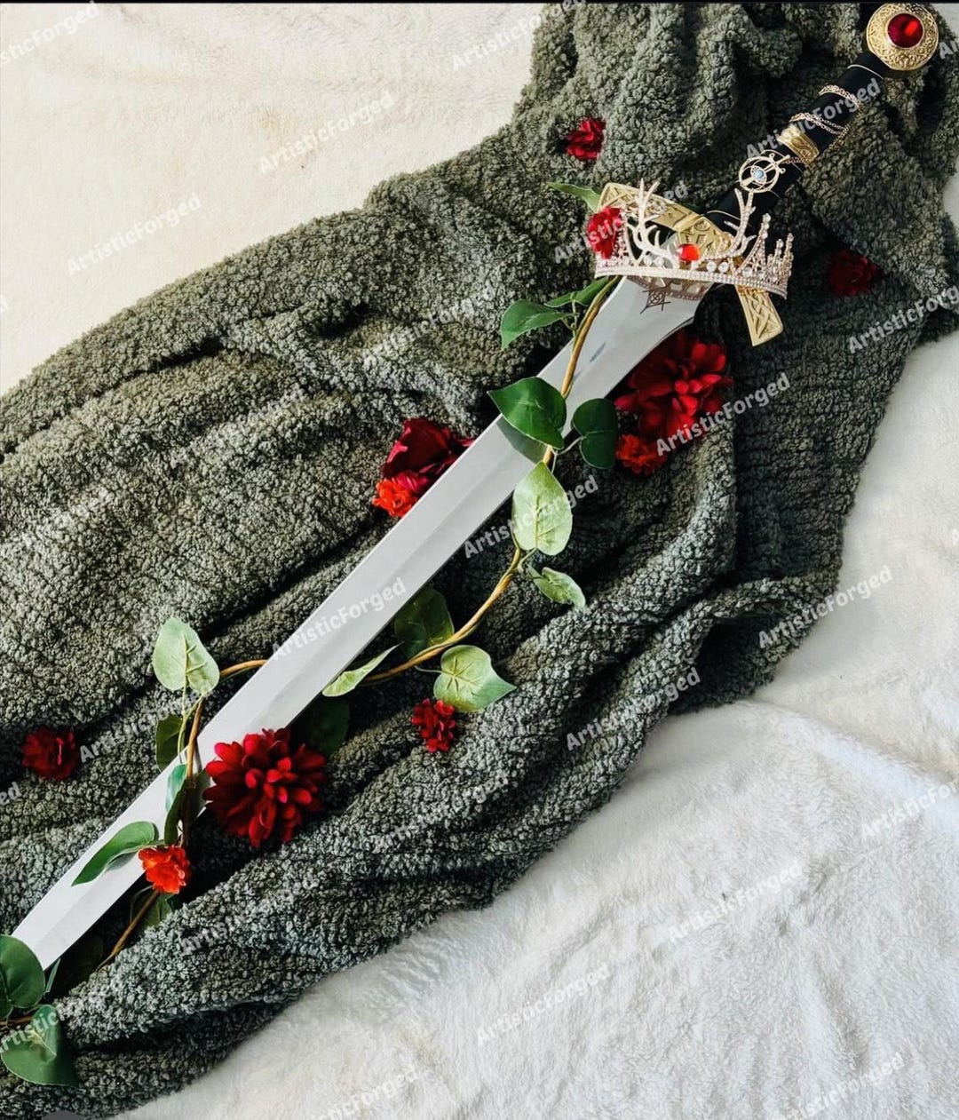 Custom Hand Forged Stainless Steel GOLDRYN SWORD Throne of Glass Athril ...