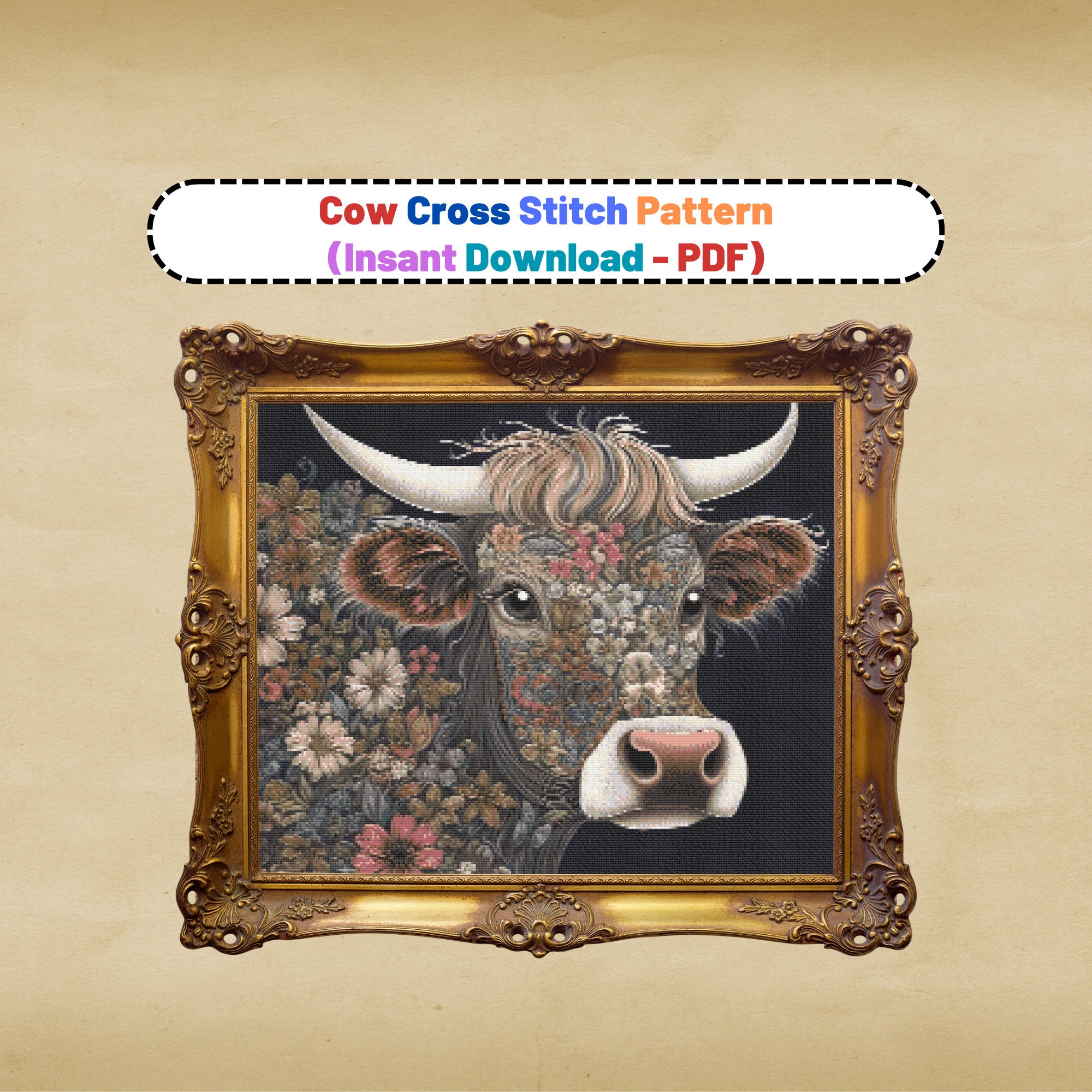 Moo-tiful Stitches: Cow Cross Stitch Design - Etsy
