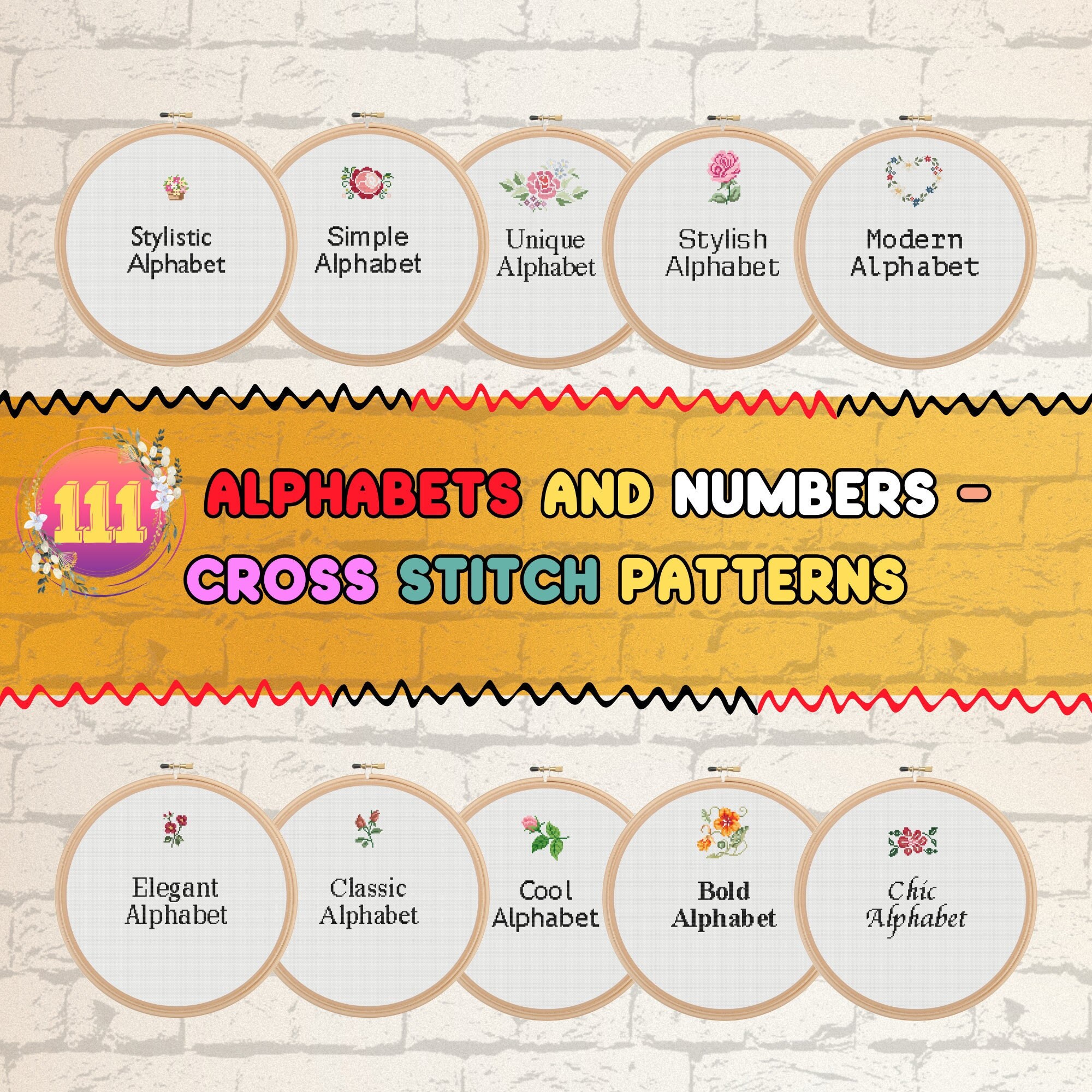 111 Cross Stitch Alphabet and Number Patterns, Cross Stitch Fonts, ABC ...