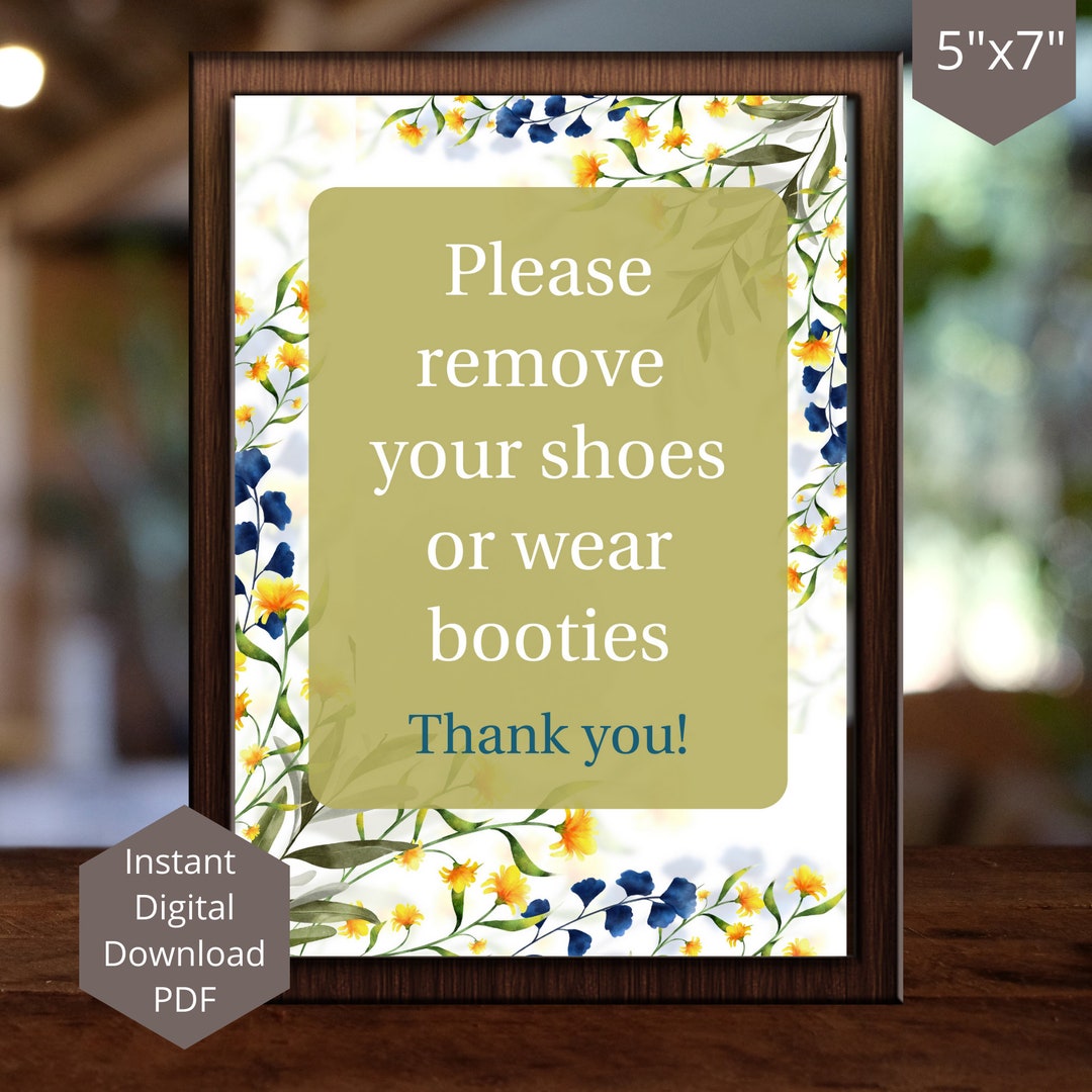 Please Remove Shoes or Wear Booties Digital Sign Printable - Etsy