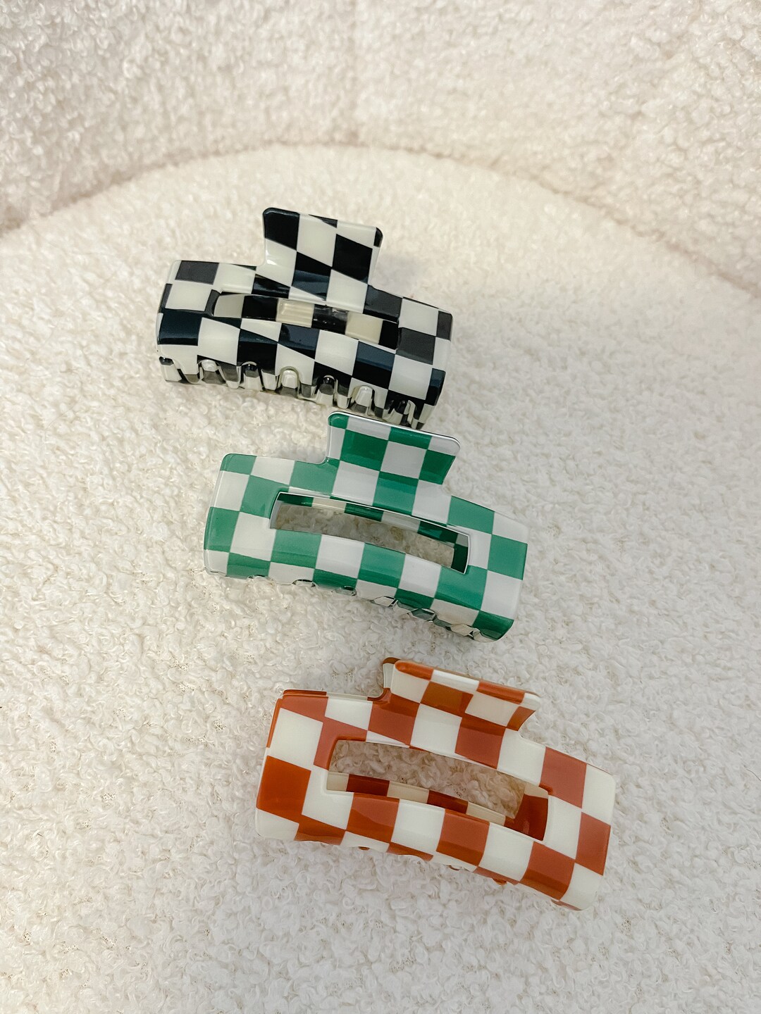 Checkered Hair Claw, Checkered Clip, Hair Accessories, Acetate Barrette ...