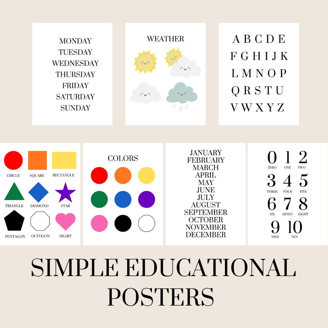 Set of 7 Printable Homeschool Poster Set Digital Download Basic Colors ...