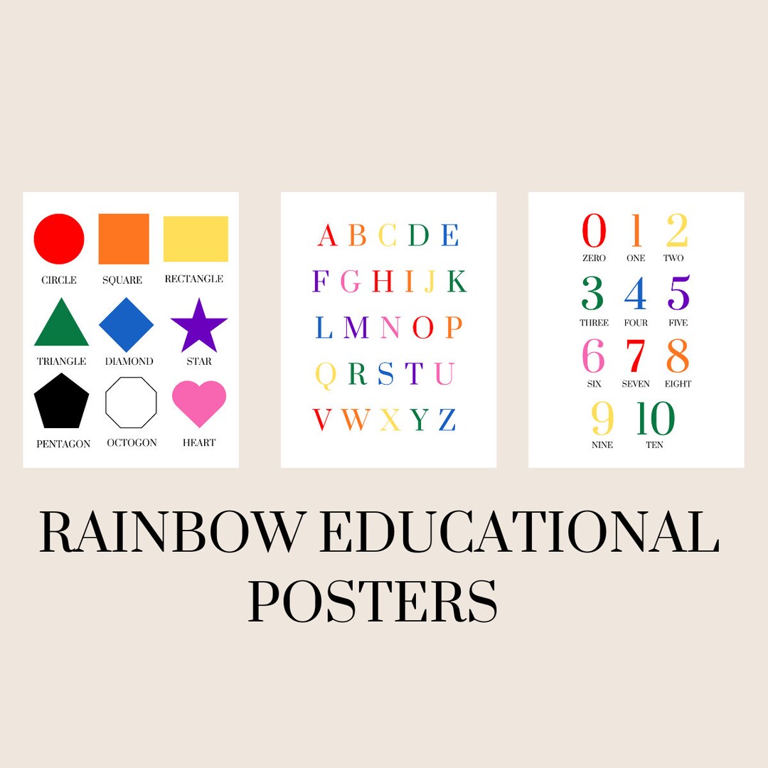 Printable Homeschool Poster Set Letters, Numbers, and Shapes Digital ...