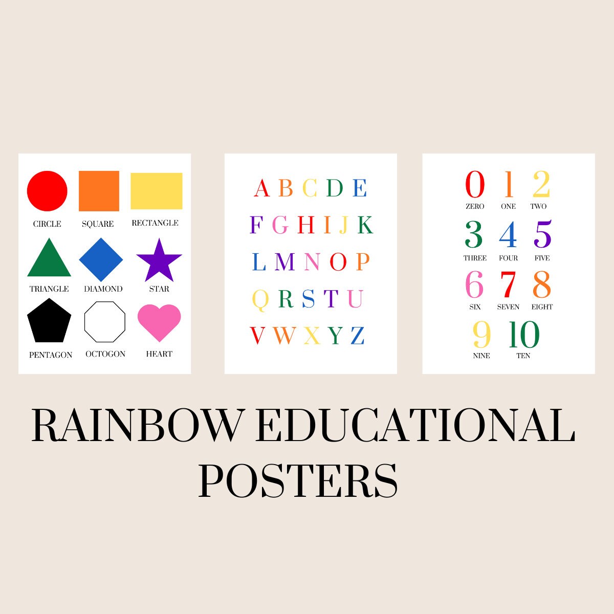Printable Homeschool Poster Set Letters, Numbers, and Shapes Digital ...