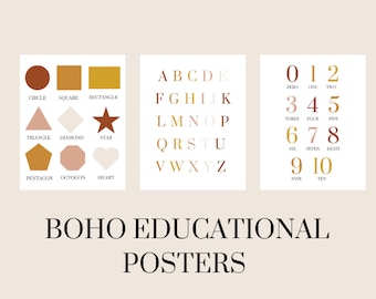 Printable Homeschool Poster Set Letters, Numbers, and Shapes Digital ...