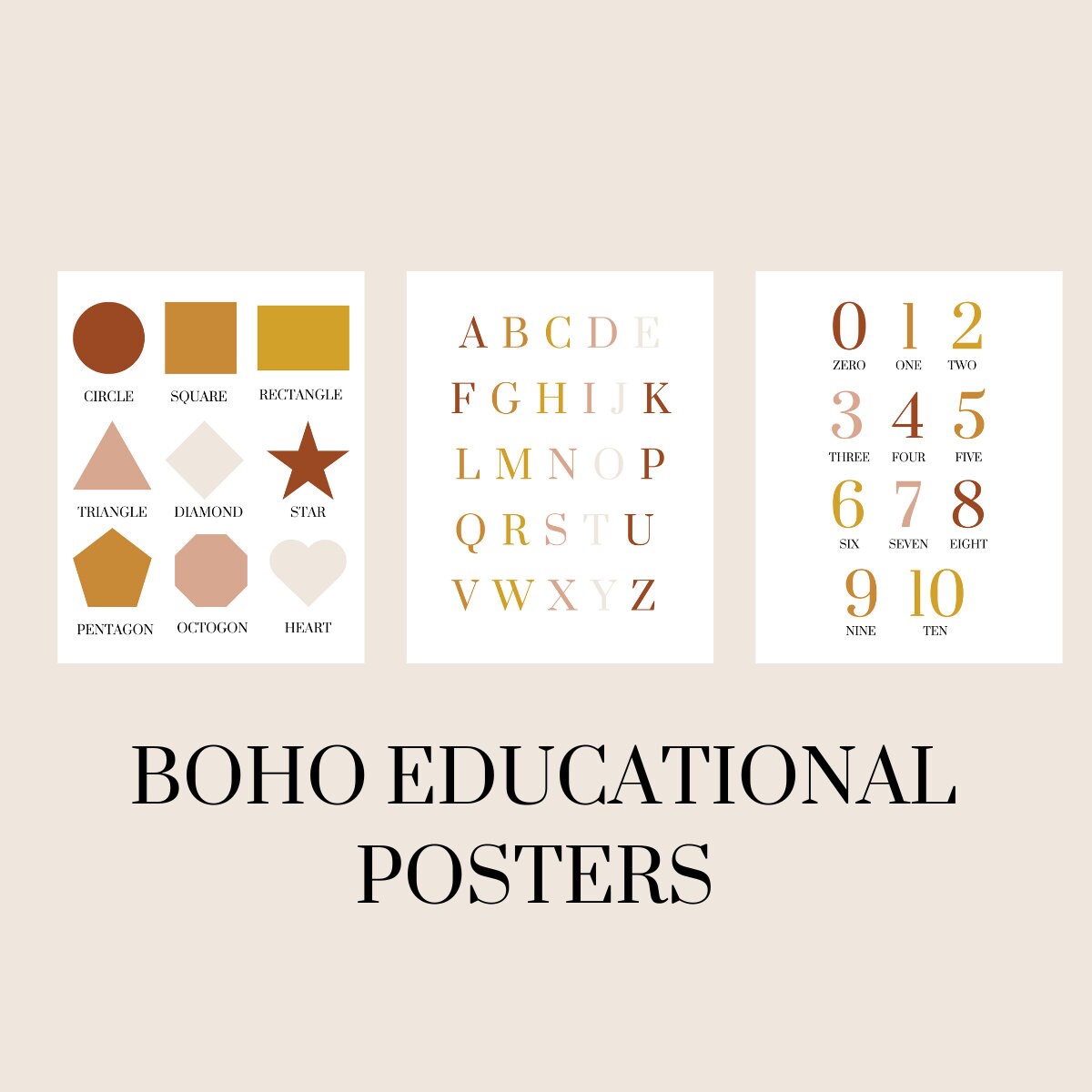 Printable Homeschool Poster Set Letters, Numbers, and Shapes Digital ...