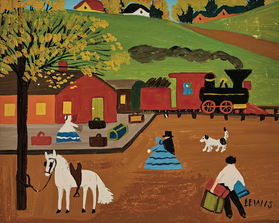 Maud Lewis - at the Train Station - Etsy