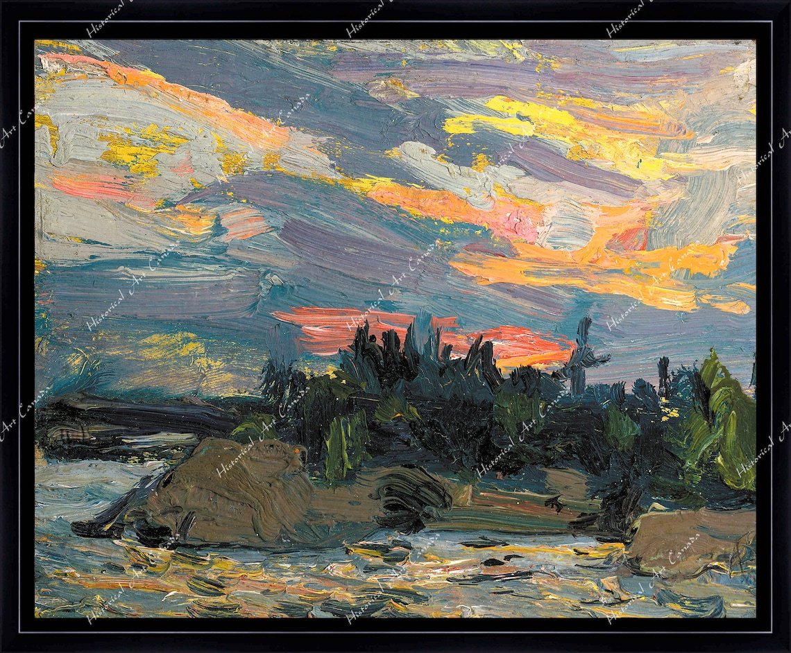 Tom Thomson - Sunset Canoe Lake II - Etsy Canada