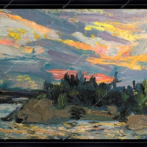 Tom Thomson - Sunset Canoe Lake II - Etsy Canada