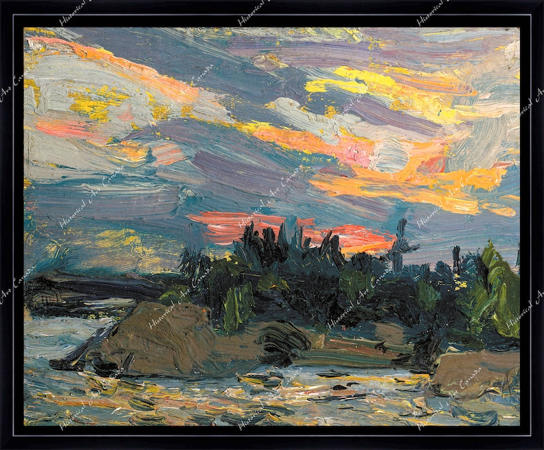 Tom Thomson - Sunset Canoe Lake II - Etsy Canada