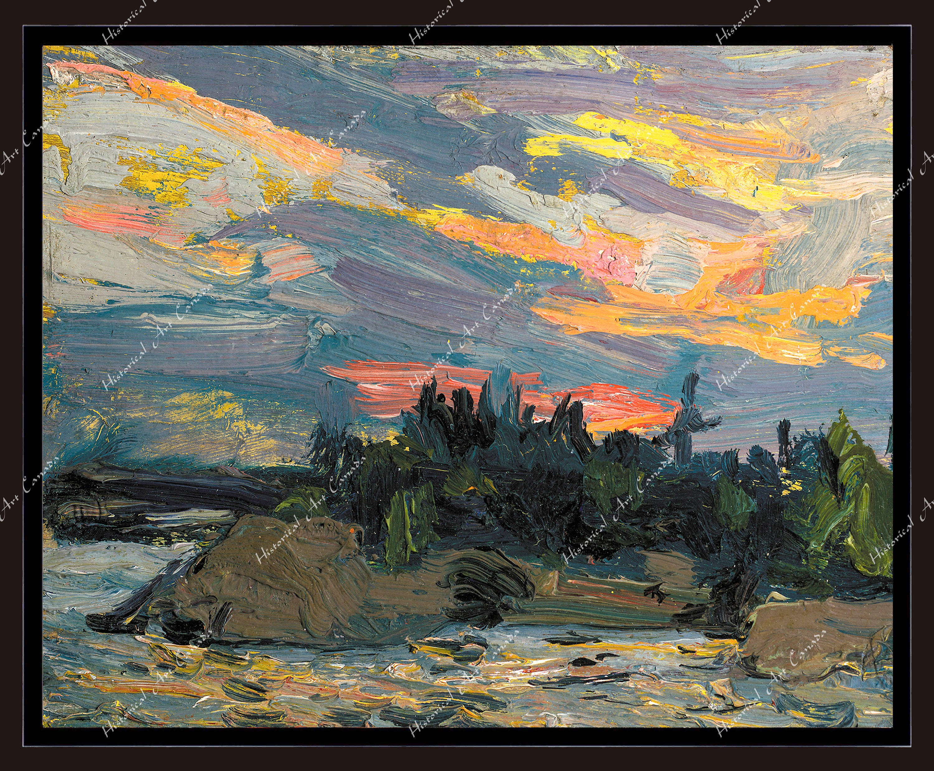 Tom Thomson - Sunset Canoe Lake II - Etsy Canada