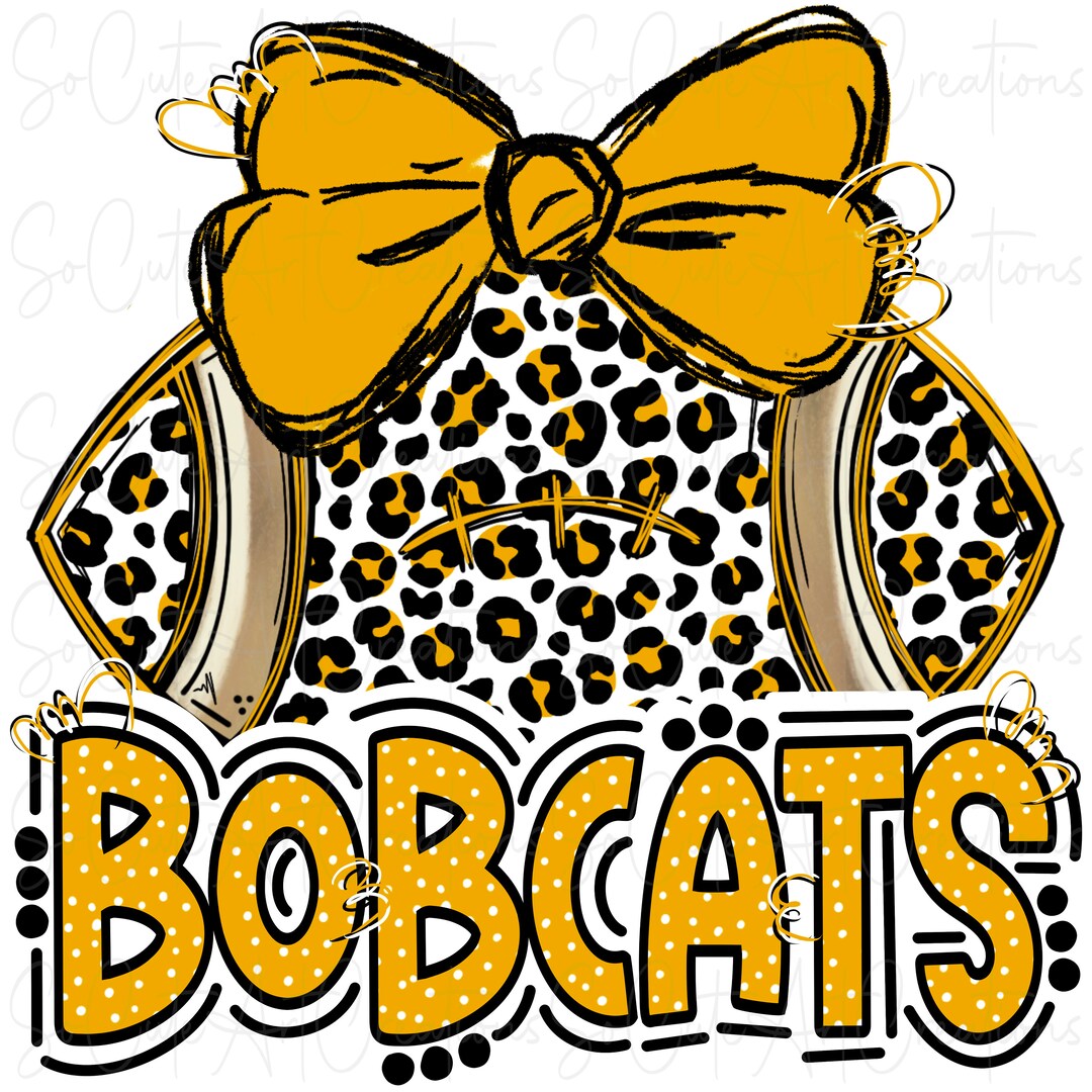 BOBCATS - Football and Bow - Doodle Letters - School Spirit ...