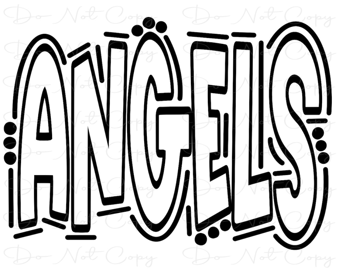 ANGELS - Doodle Letters Transparent Background - Sublimation PNG and ...