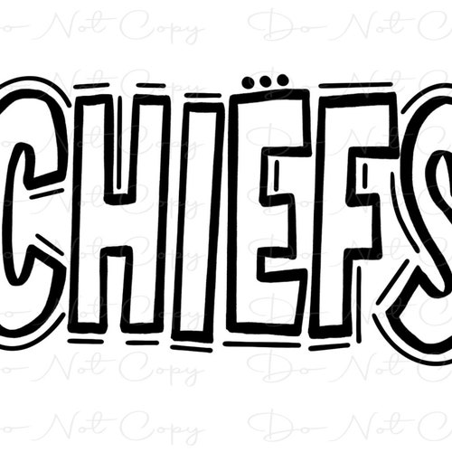 CHIEFS Doodle Letters Sublimation PNG and SVG Digital - Etsy