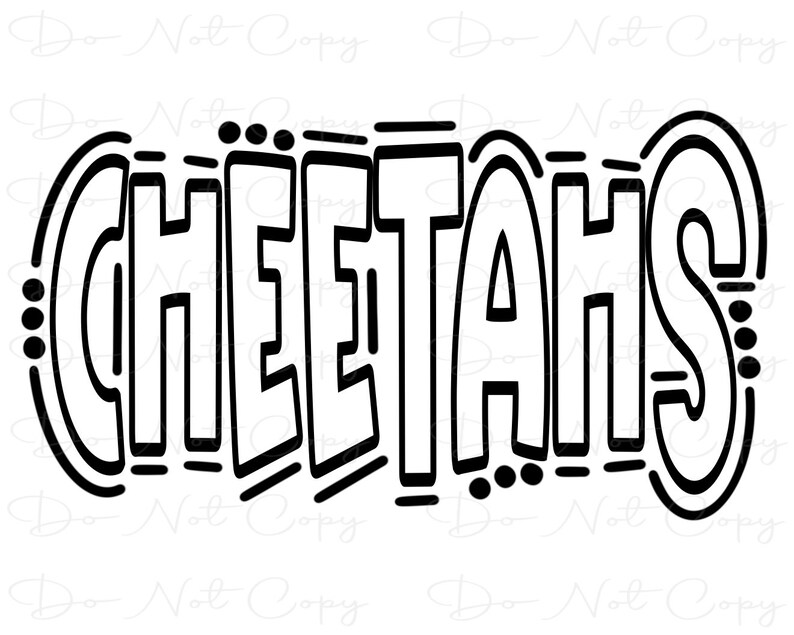 CHEETAHS - Doodle Letters Transparent Background - Sublimation PNG and ...