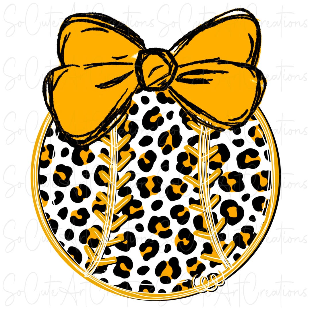 Baseball and Bow Leopard Print - School Spirit - Sublimation PNG ...