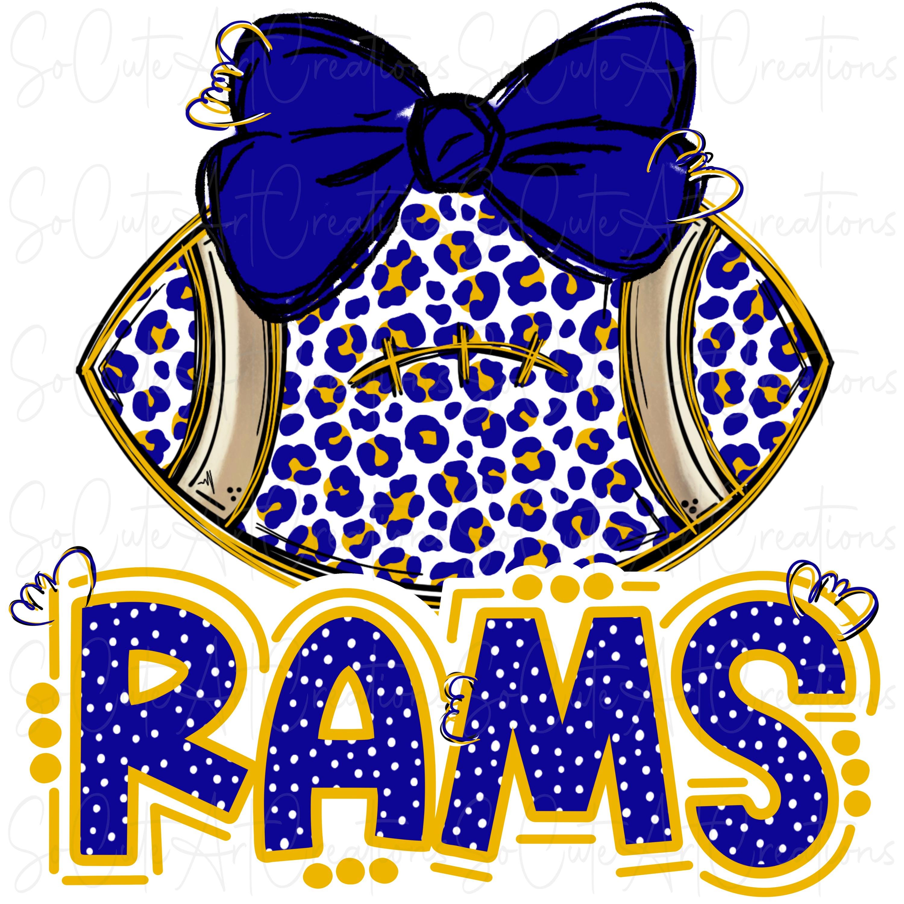RAMS - Football and Bow - Doodle Letters - School Spirit - Sublimation ...