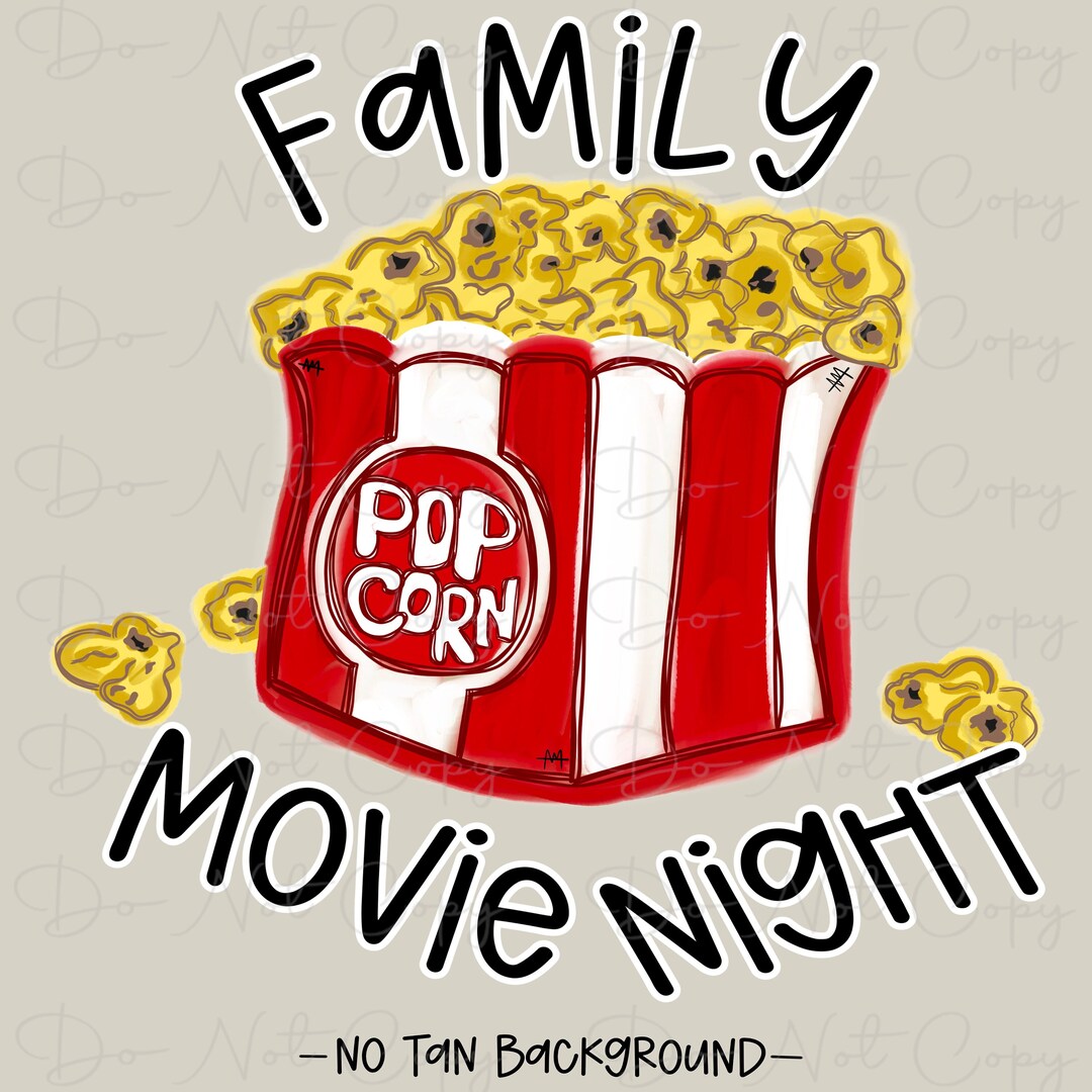 Family Movie Night - Popcorn Bucket - Sublimation PNG - Digital Artwork - Clip Art - Etsy