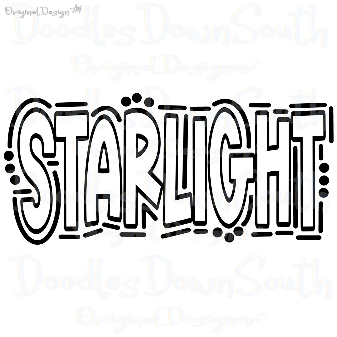 STARLIGHT - Doodle Word Outline - Sublimation PNG and SVG - Digital ...