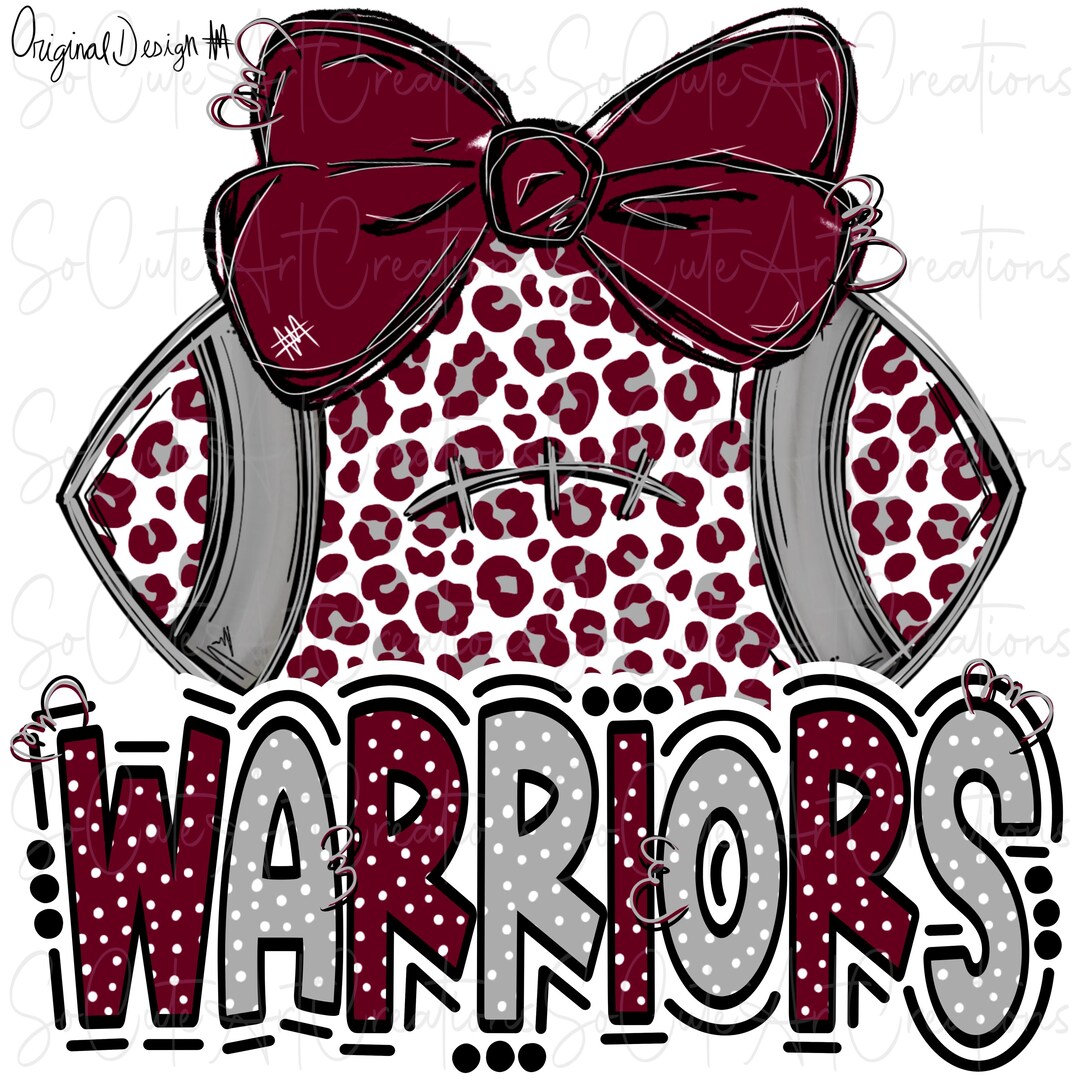 Warriors - Football and Bow - School Spirit - DTF Sublimation PNG ...