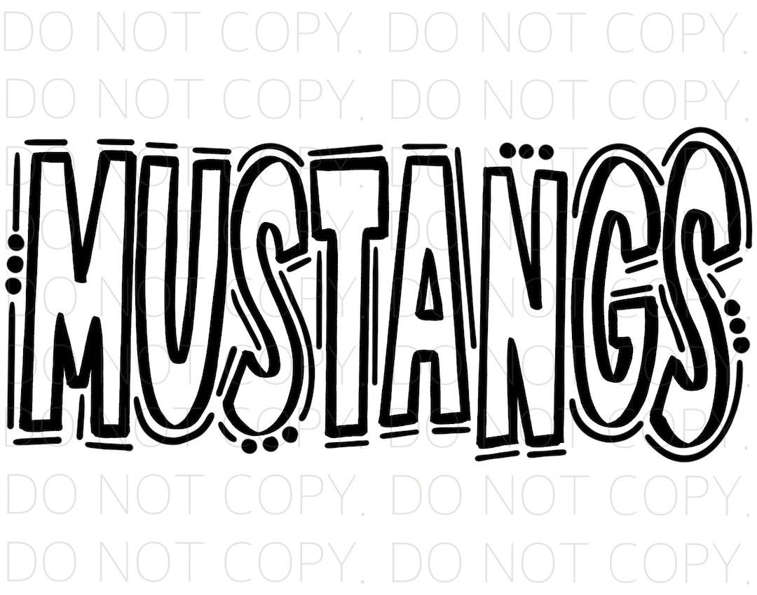 MUSTANGS - Doodle Letters Transparent Background - Sublimation PNG and ...