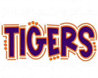 Tigers PNG, Mascot PNG, Popping Bright , Scribble Doodle, Digital File ...