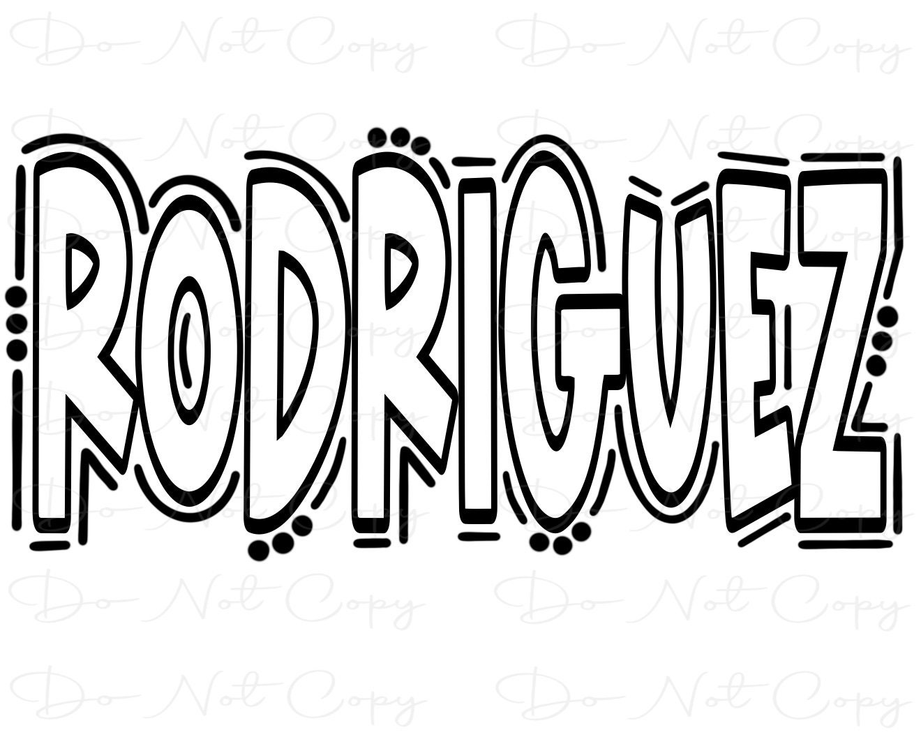 RODRIGUEZ Doodle Letters Transparent Sublimation PNG SVG Digital ...
