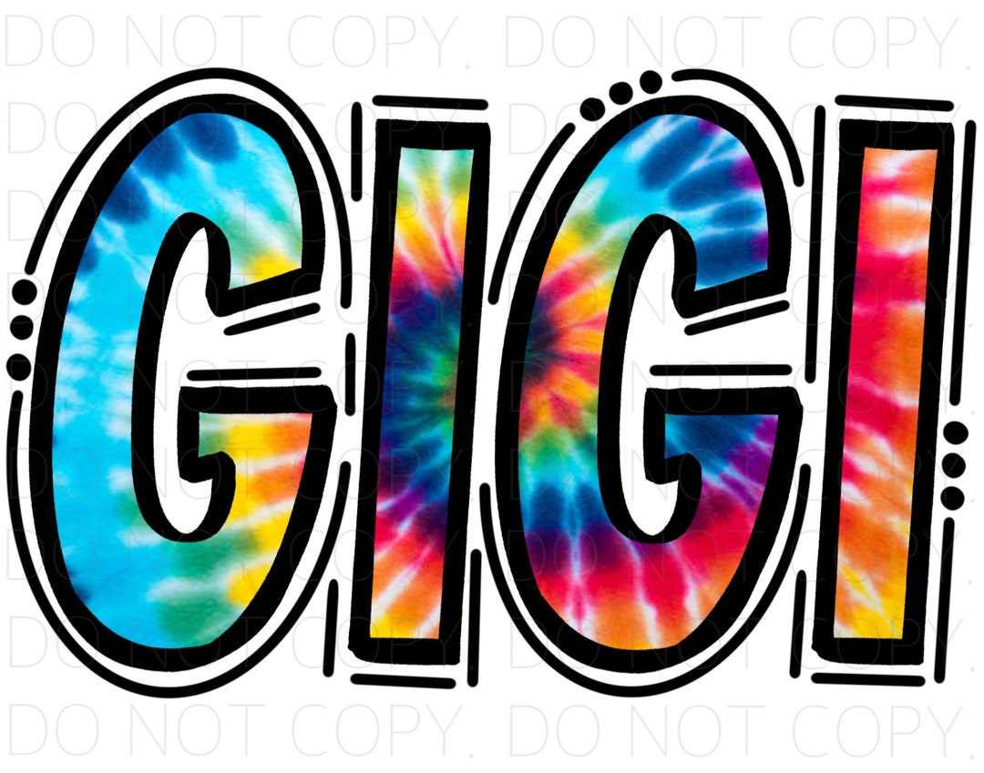 GIGI - Doodle Letters Tie Dye - Sublimation PNG - Digital Artwork - Etsy