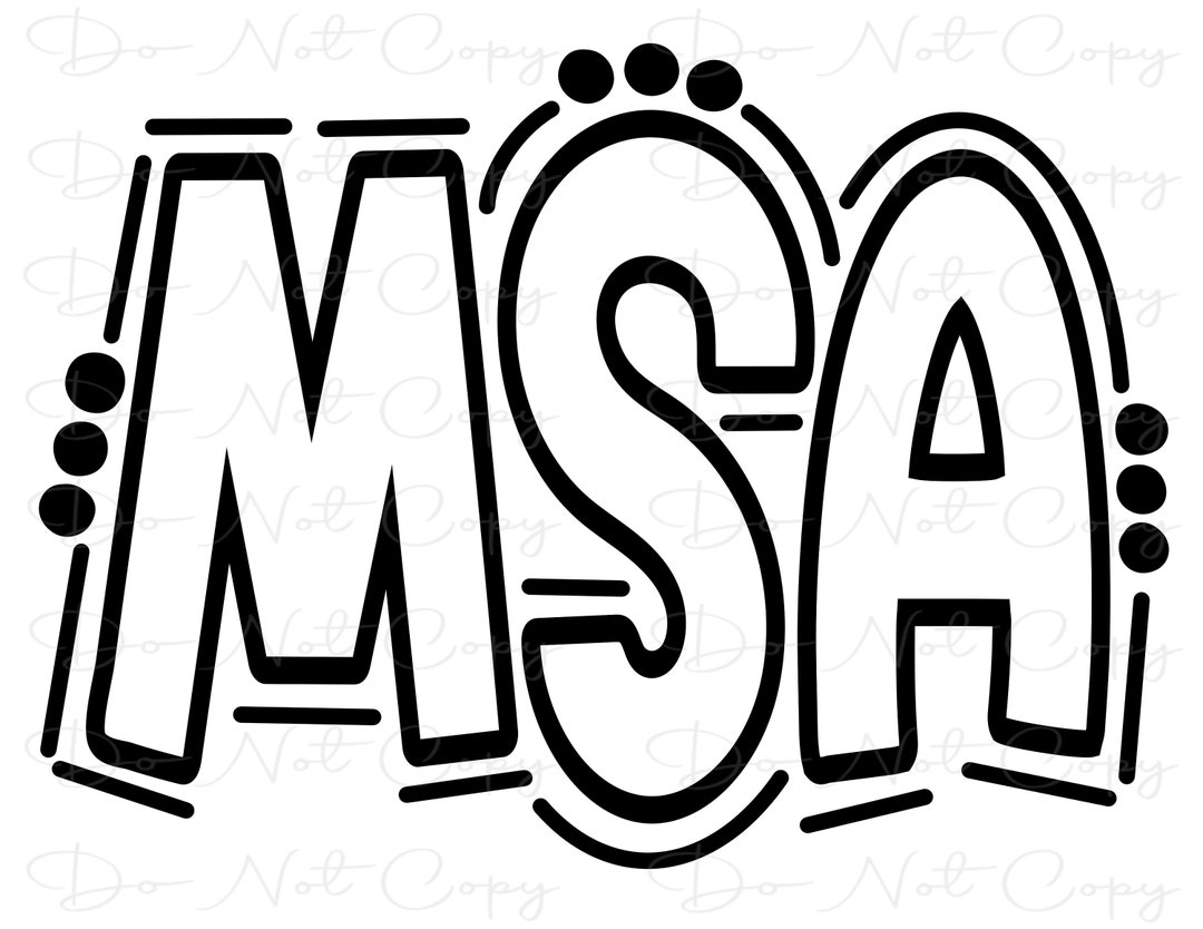 MSA - Doodle Letters Transparent Background - Sublimation PNG and SVG ...