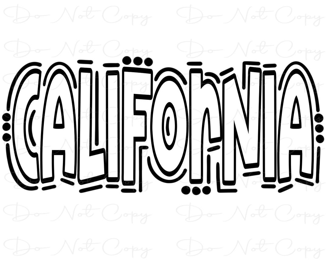 California - Doodle Letters Transparent Background - Sublimation PNG ...