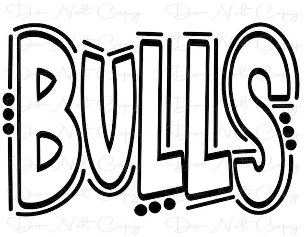BULLS - Doodle Letters Transparent Background - Sublimation PNG and SVG ...