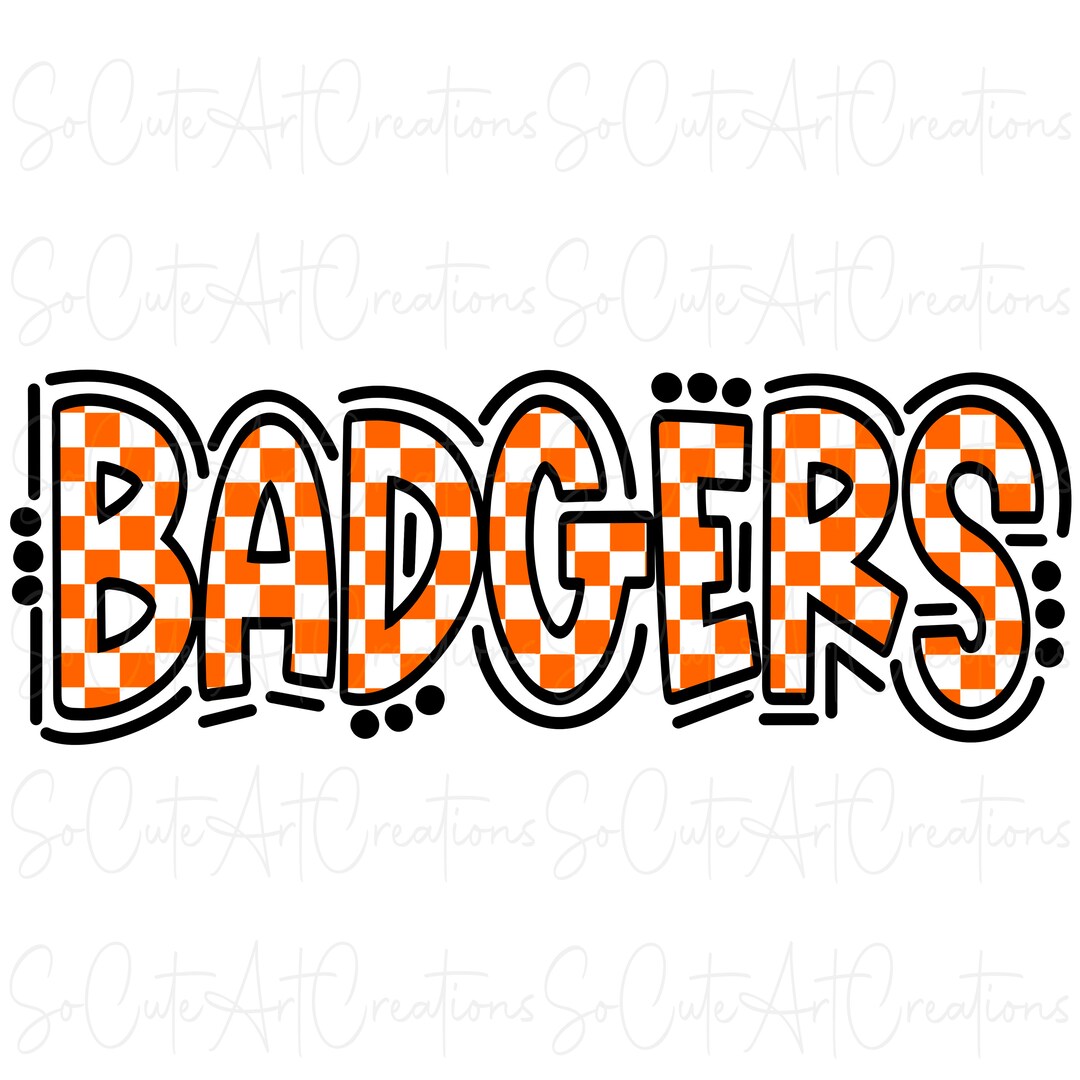 BADGERS - Doodle Letters - Orange and Black - Sublimation PNG - Digital ...