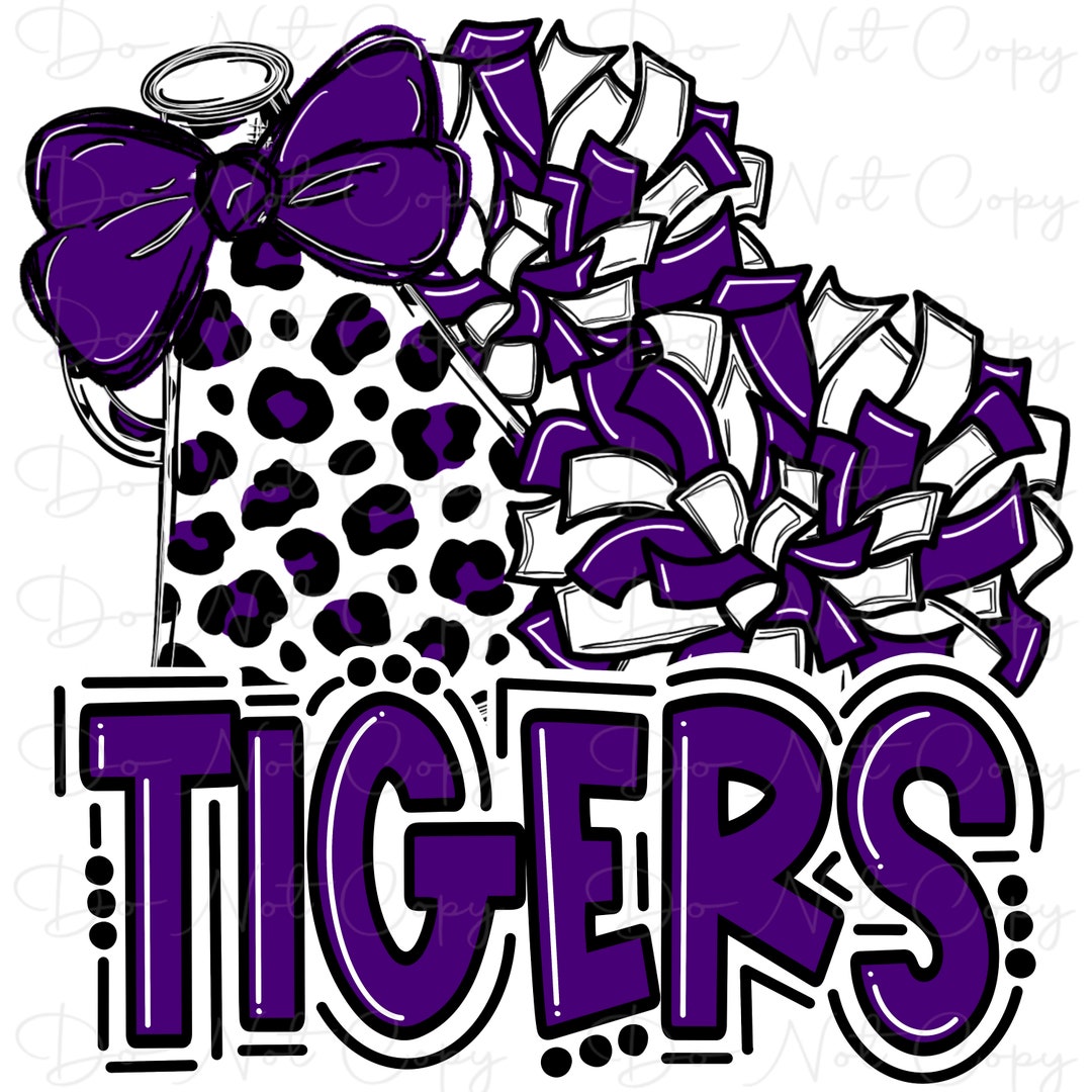TIGERS - Cheer Pompoms Megaphone Mascot - Doodle Letters - Sublimation ...