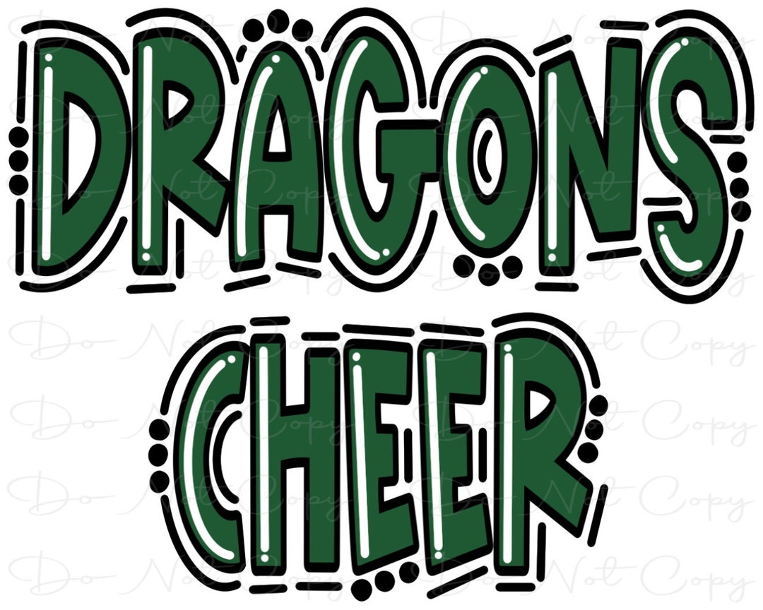 Dragons CHEER- Doodle Letters Tiedye - Sublimation PNG - Digital ...