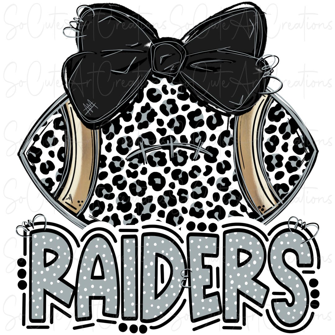 RAIDERS Football and Bow - Doodle Letters - School Spirit - Sublimation ...