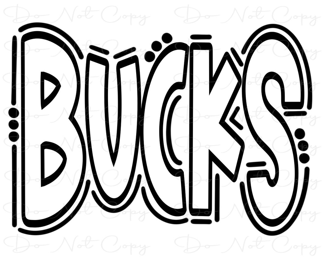 BUCKS - Doodle Letters Transparent Background - Sublimation PNG and SVG ...