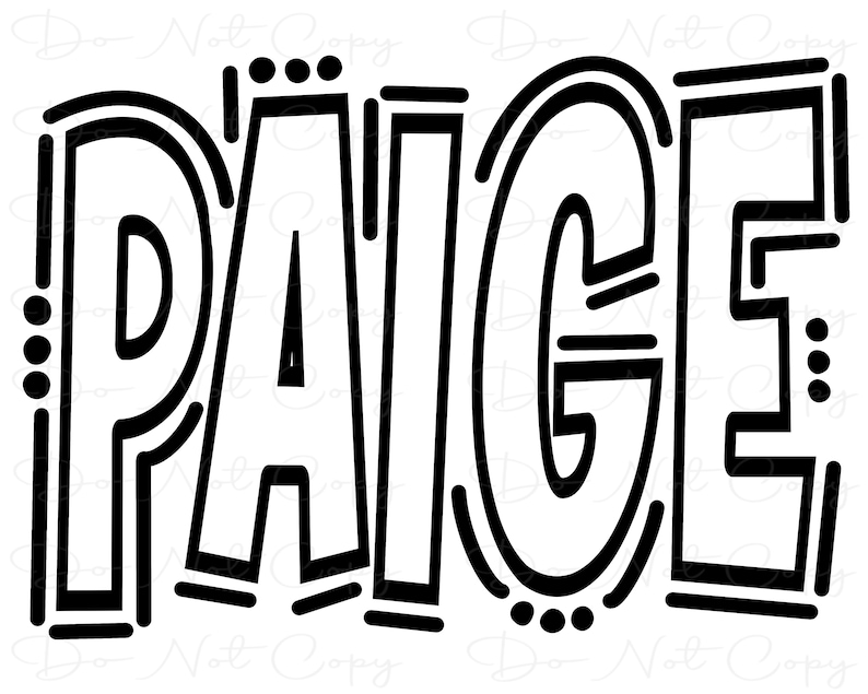 PAIGE - Doodle Word - Sublimation PNG SVG - Digital Artwork - Clip Art ...
