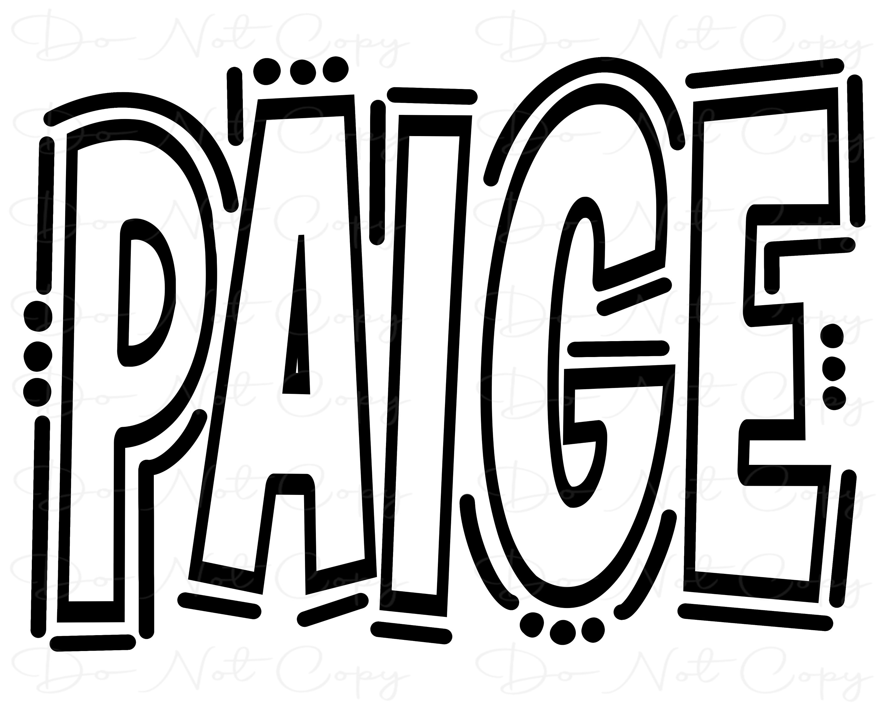 PAIGE - Doodle Word - Sublimation PNG SVG - Digital Artwork - Clip Art ...