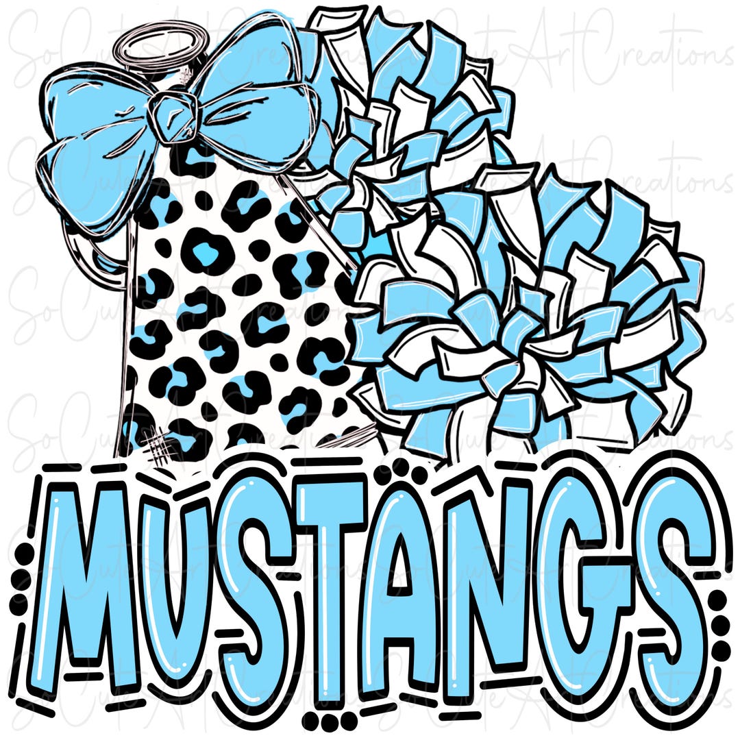 MUSTANGS - Cheer Pompoms Megaphone Mascot - Doodle Letters ...